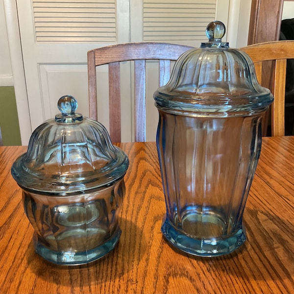 Blue Glass Canisters - Etsy