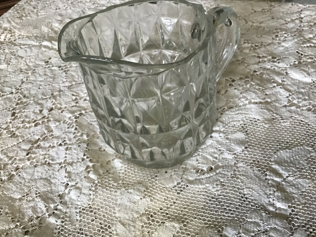 Vintage Clear Glass Pitcher Diamond Pattern Glass Pitcher - Etsy