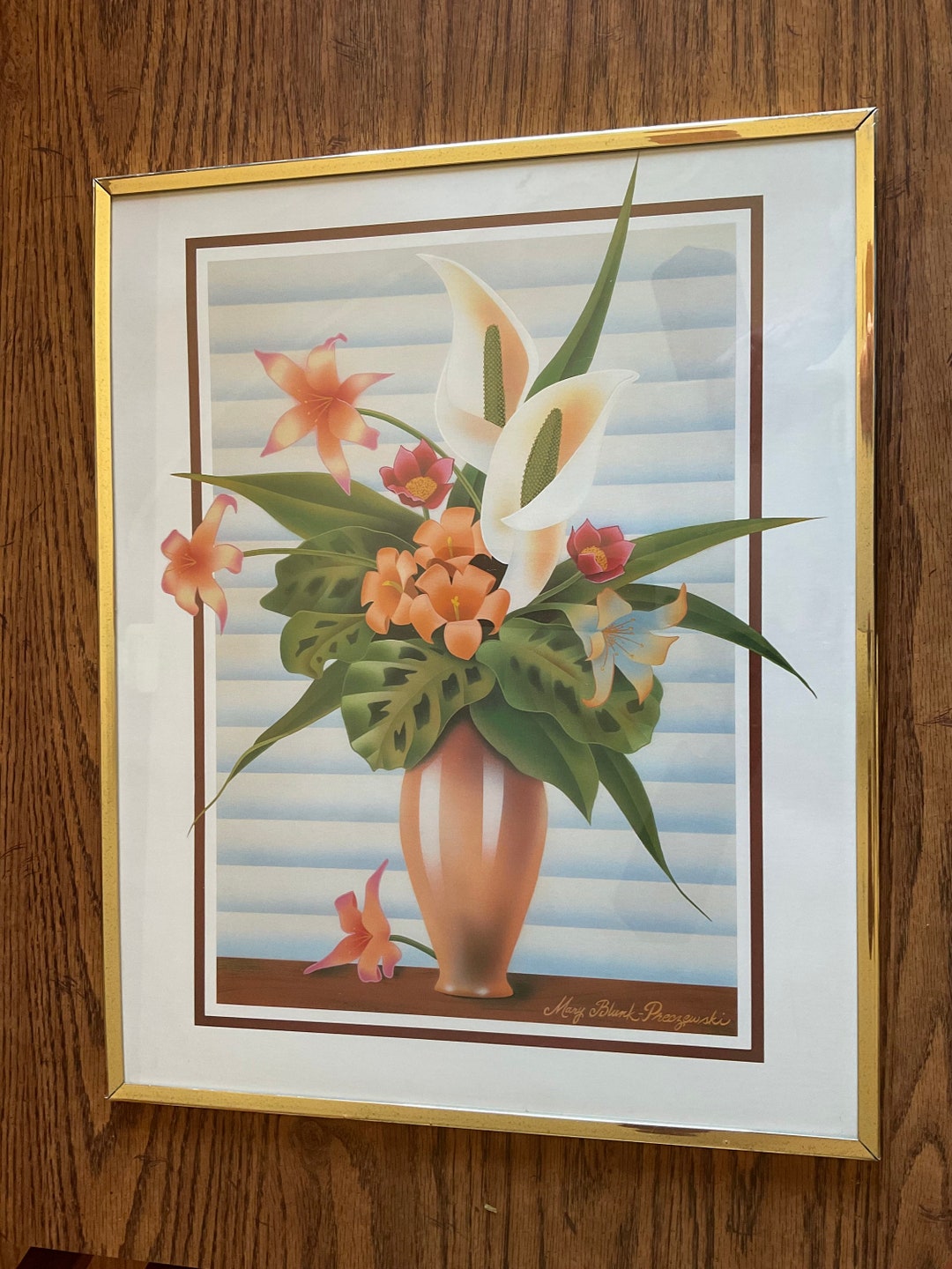 Vintage Mary Blunk Preczewski Framed Print Air Brush Print Floral Air ...