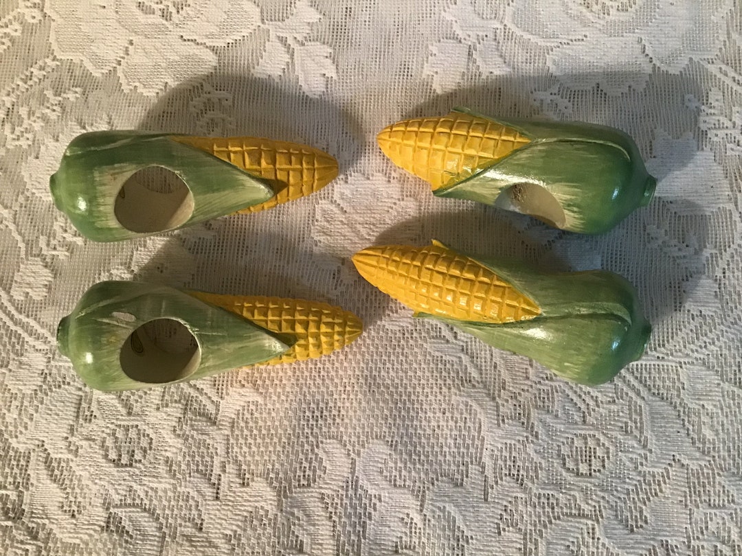 Vintage Wood Corn Napkin Rings Corn Stalk Set of 4 - Etsy