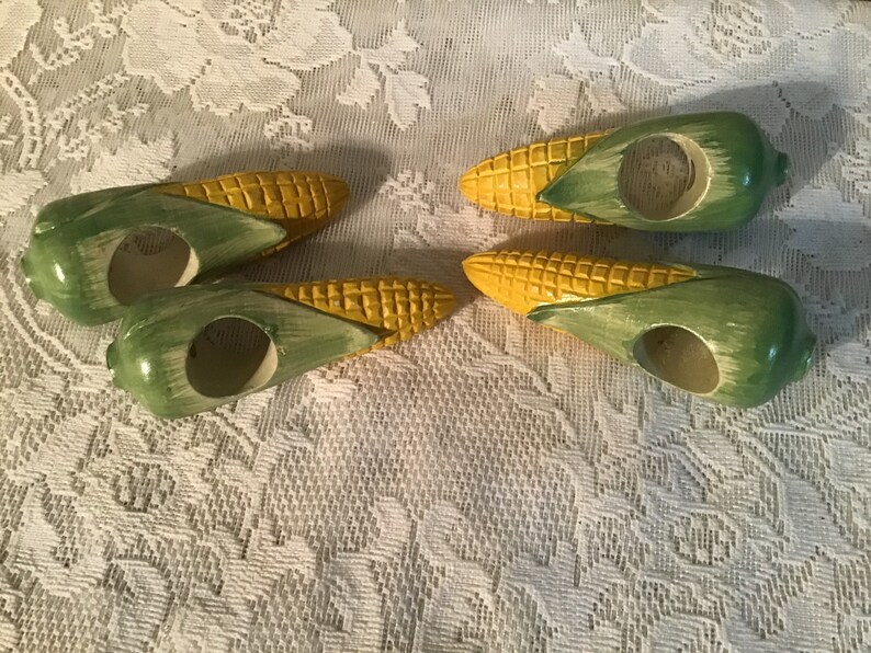 Vintage Wood Corn Napkin Rings Corn Stalk Set of 4 - Etsy