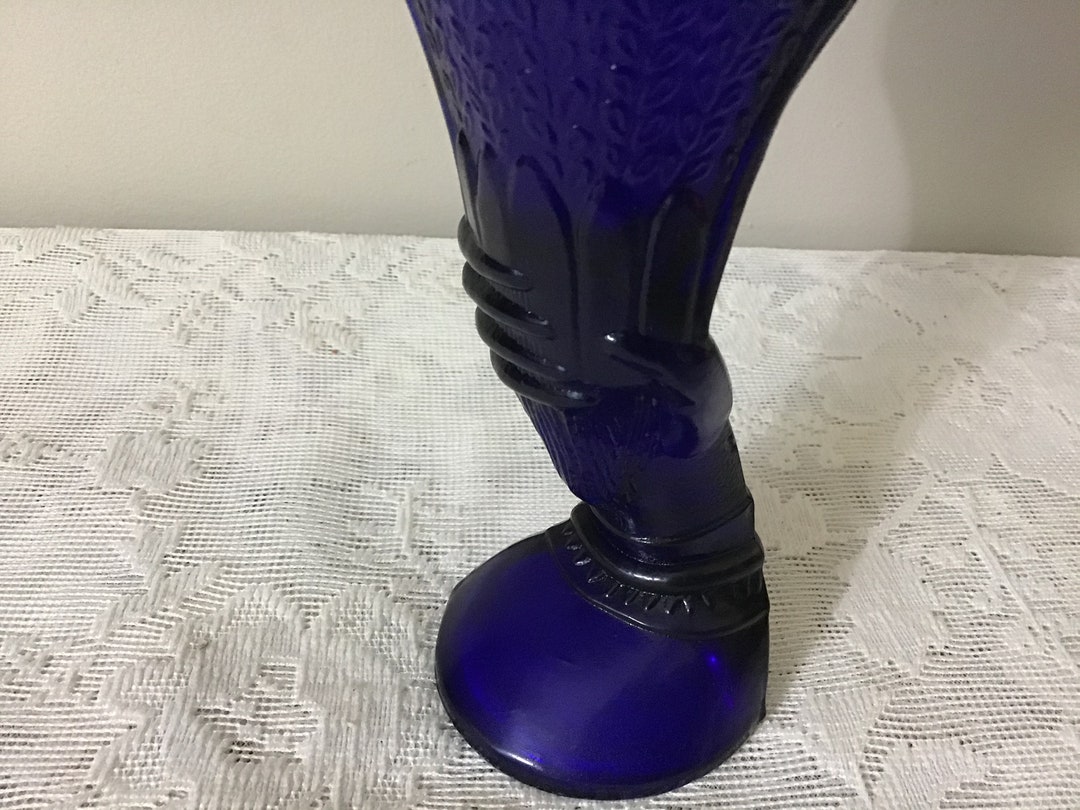 Cobalt Blue Hand Vase Petite Blue Vase Vintage Cobalt Blue Hand Vase - Etsy