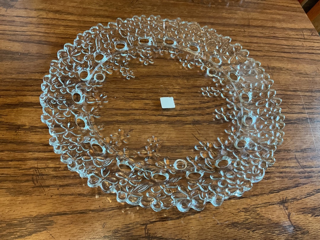 Vintage Partylite Hydrangea Glass Pillar Candle Holder Plate Textured ...