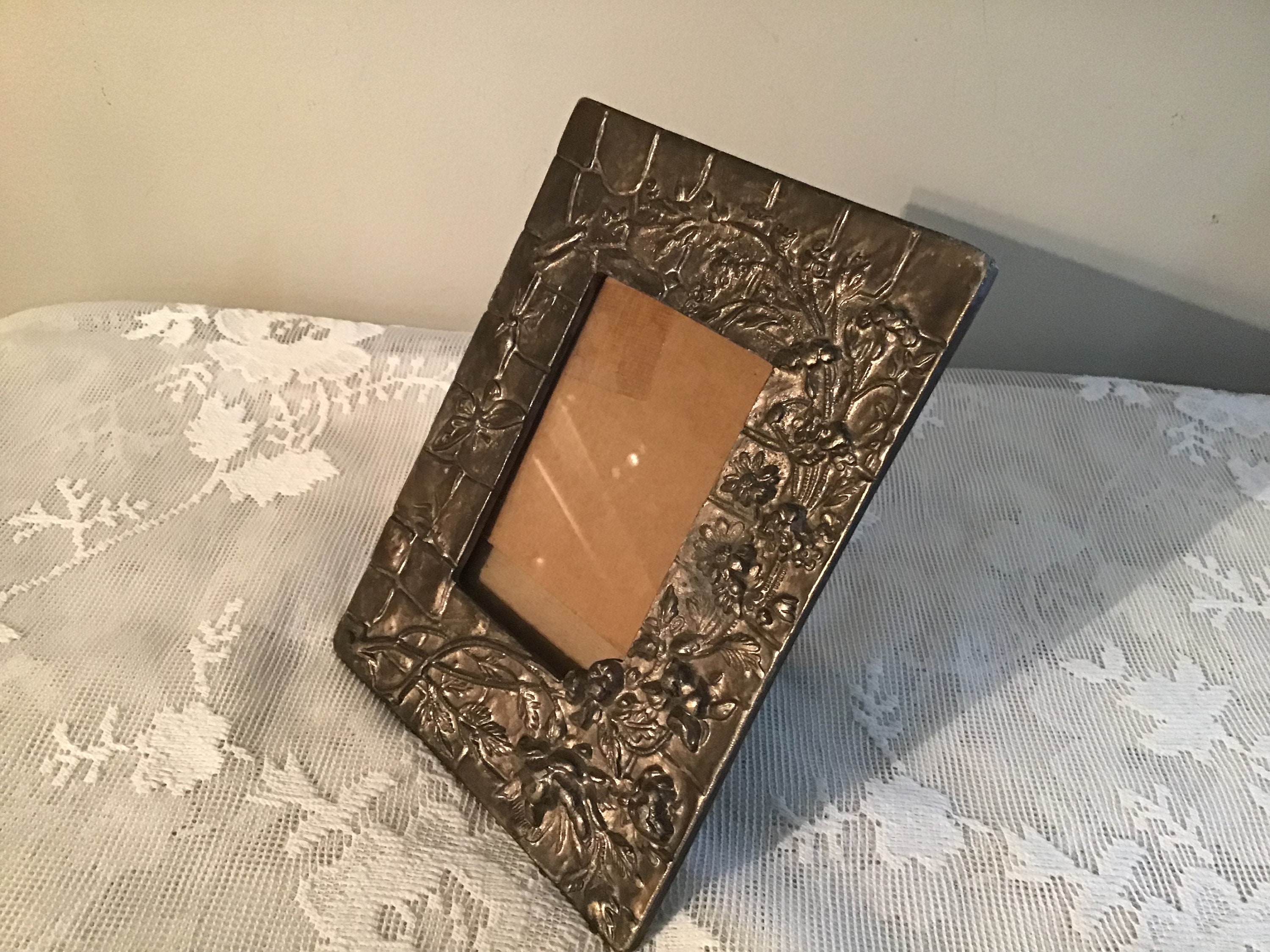 Vintage Picture Frame Pewter Picture Frame Floral Picture - Etsy