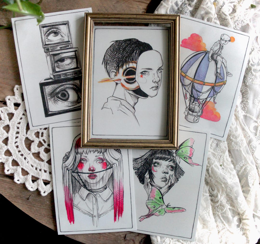 Surreal Portraits Postcards – Colored Pencils & Watercolor Art ...