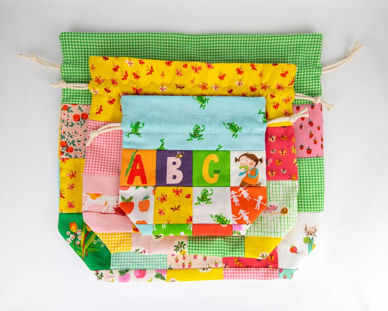 Patchwork Ruffle Top Drawstring Bag PDF Pattern Sewing - Etsy