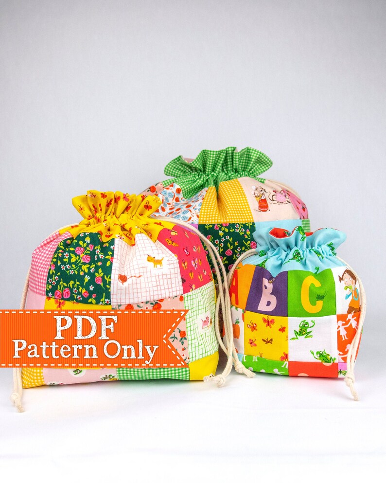 Patchwork Ruffle Top Drawstring Bag PDF Pattern Sewing - Etsy