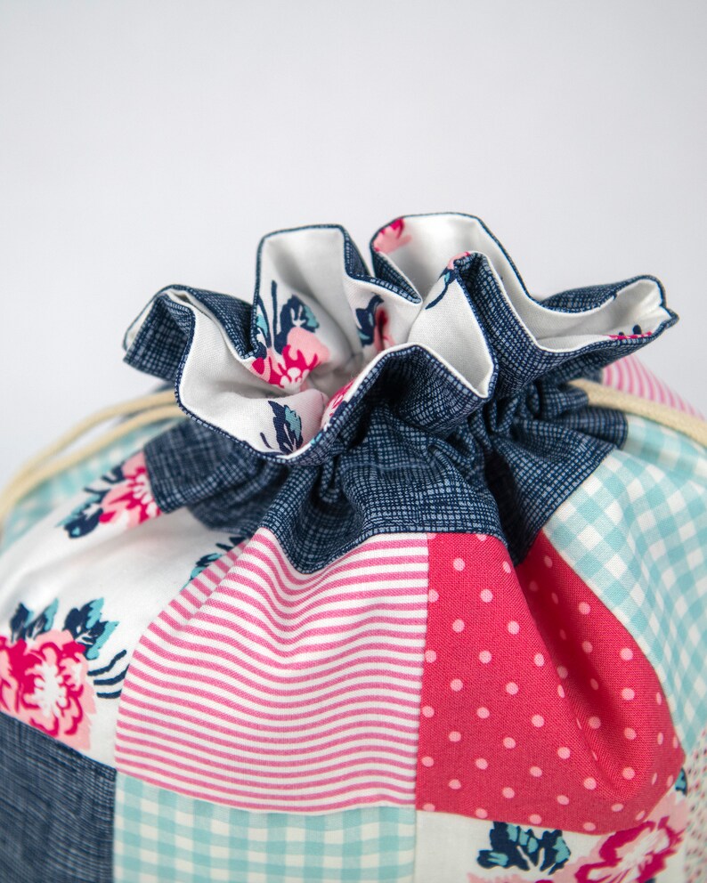 Patchwork Ruffle Top Drawstring Bag PDF Pattern Sewing - Etsy