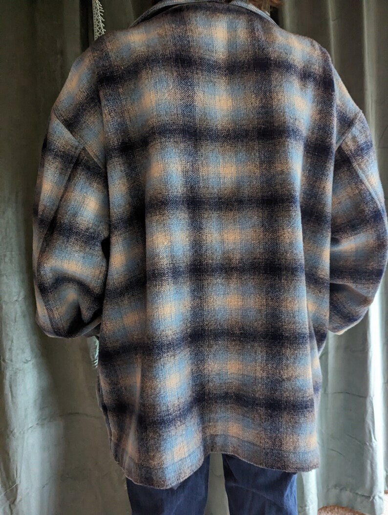 Blue Plaid Wool Shacket Field Jacket - Etsy