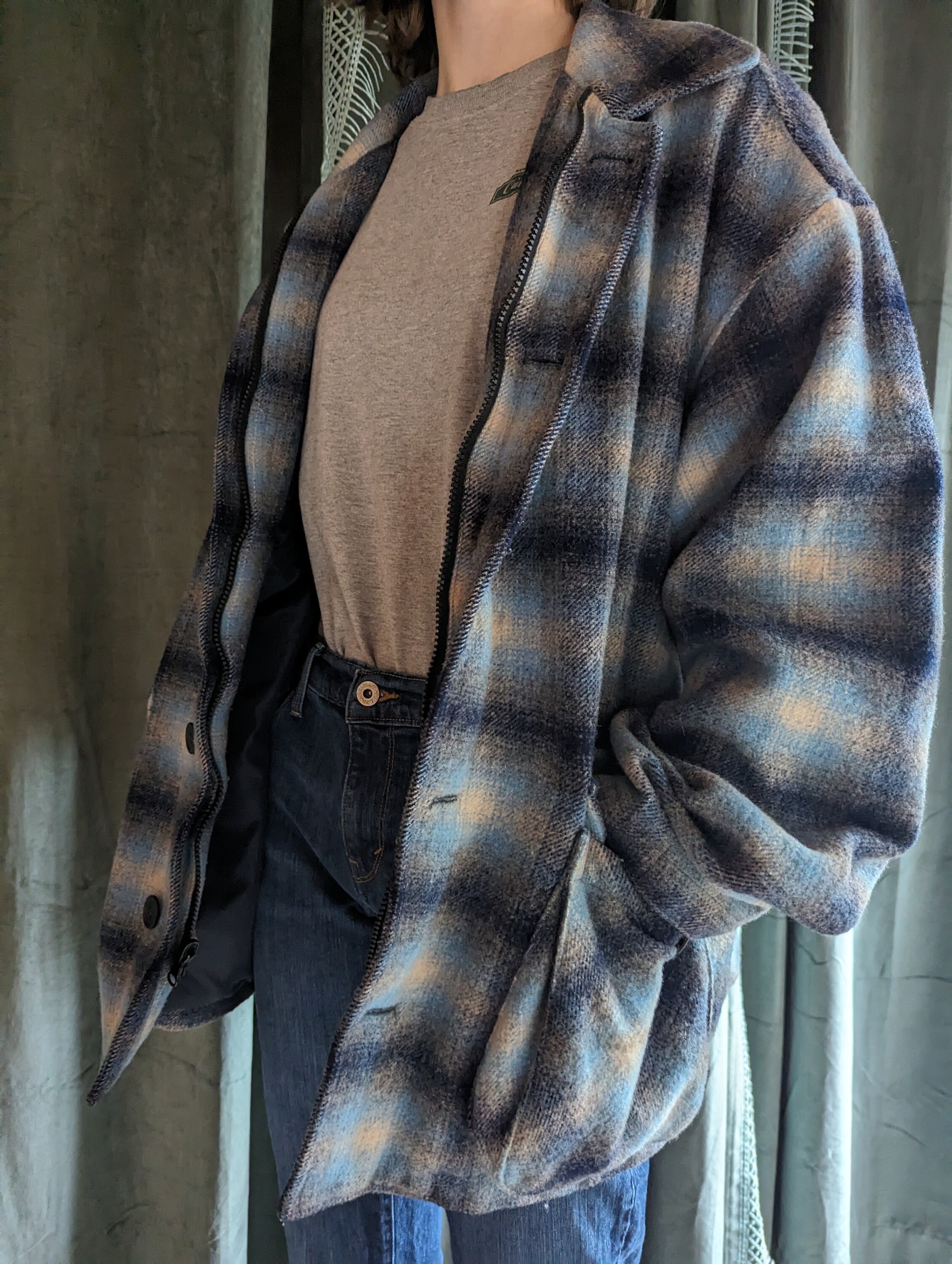 Blue Plaid Wool Shacket Field Jacket - Etsy