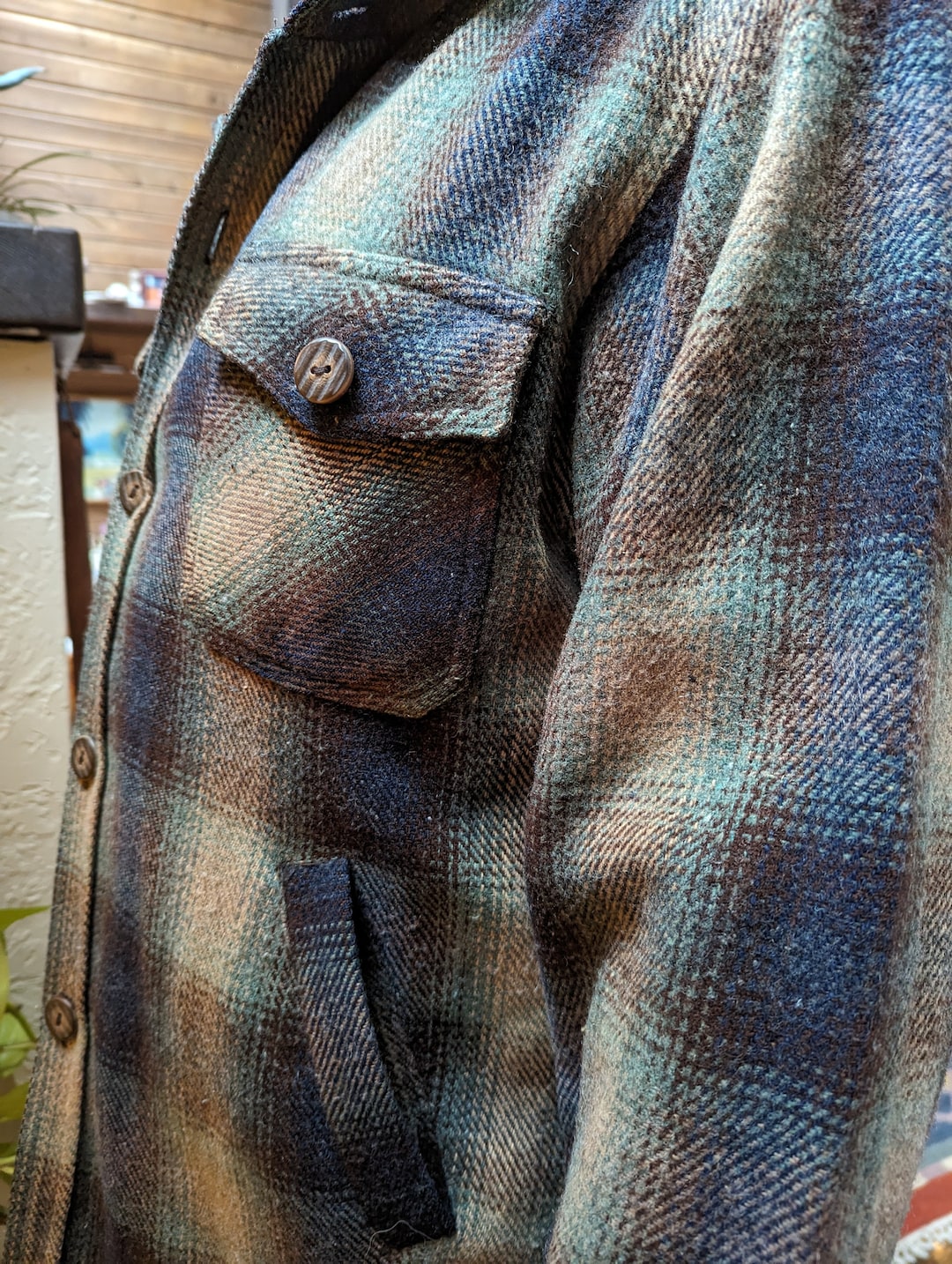 Blue Plaid Wool Shacket Field Jacket - Etsy