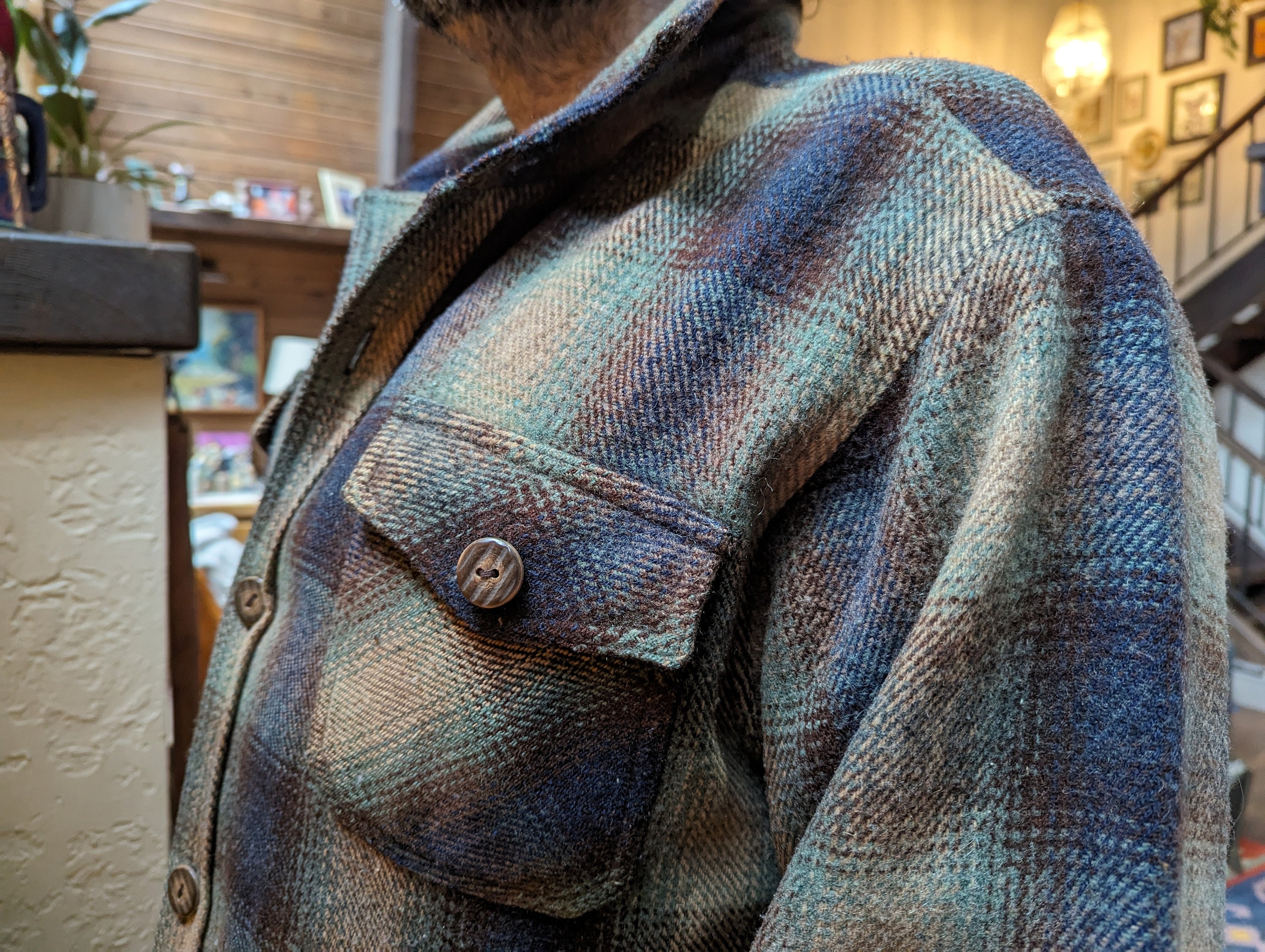 Blue Plaid Wool Shacket Field Jacket - Etsy
