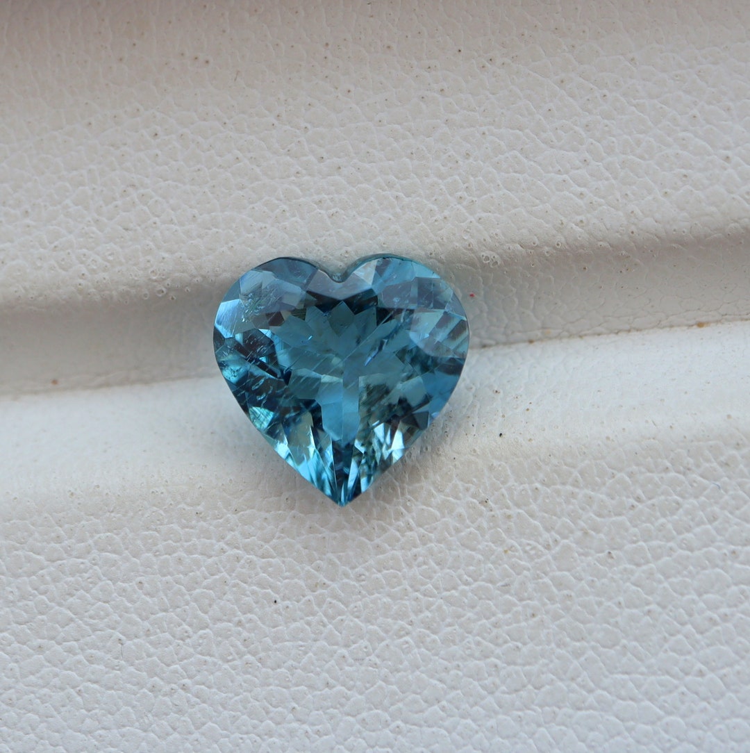 9.2 MM Heart Cut Natural Santa Maria Blue Aquamarine, Unheated Real ...