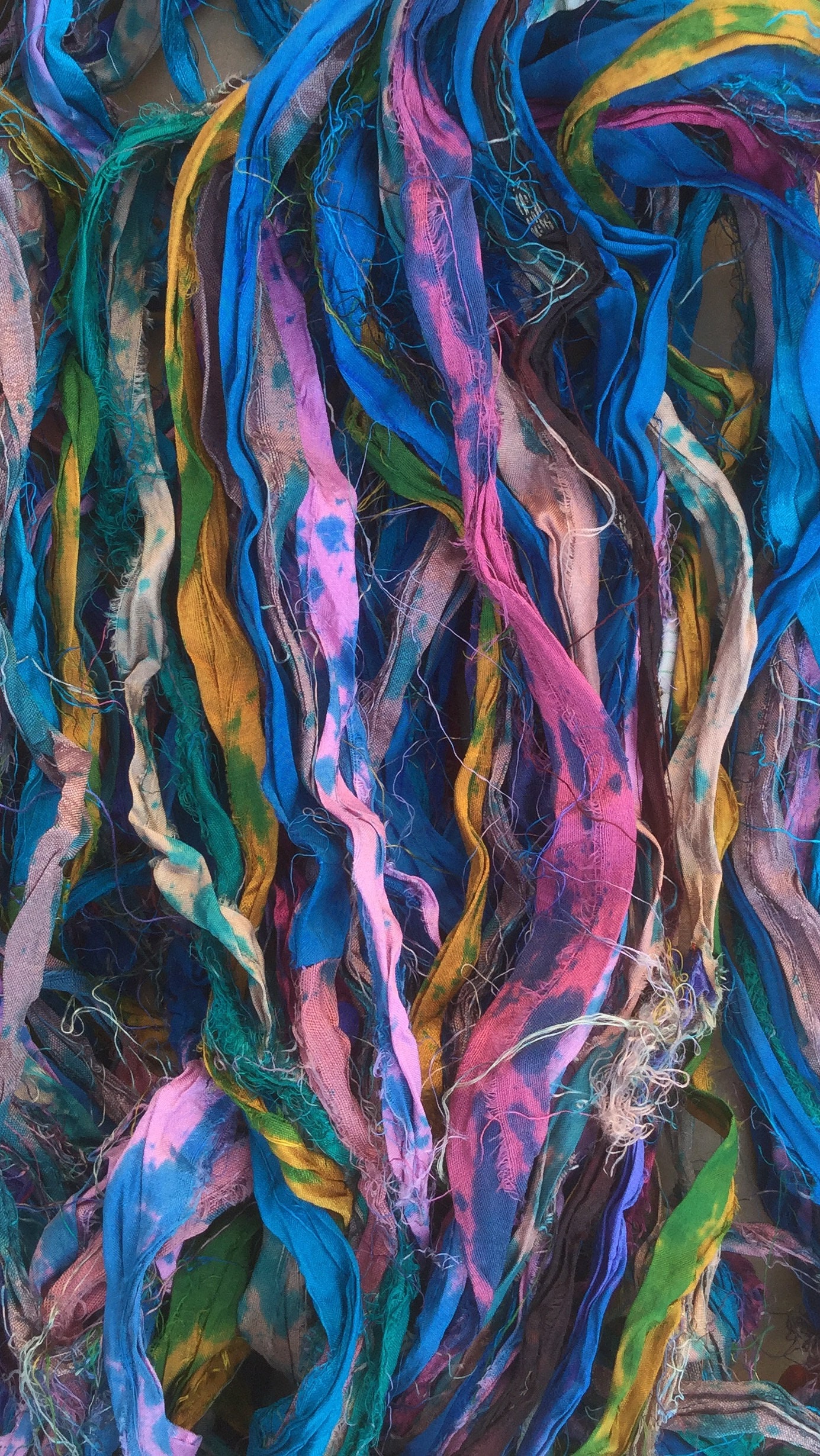 Sari Silk Ribbon Overdyed, Variegated Sari Ribbon, Silk Ribbon, Wide ...