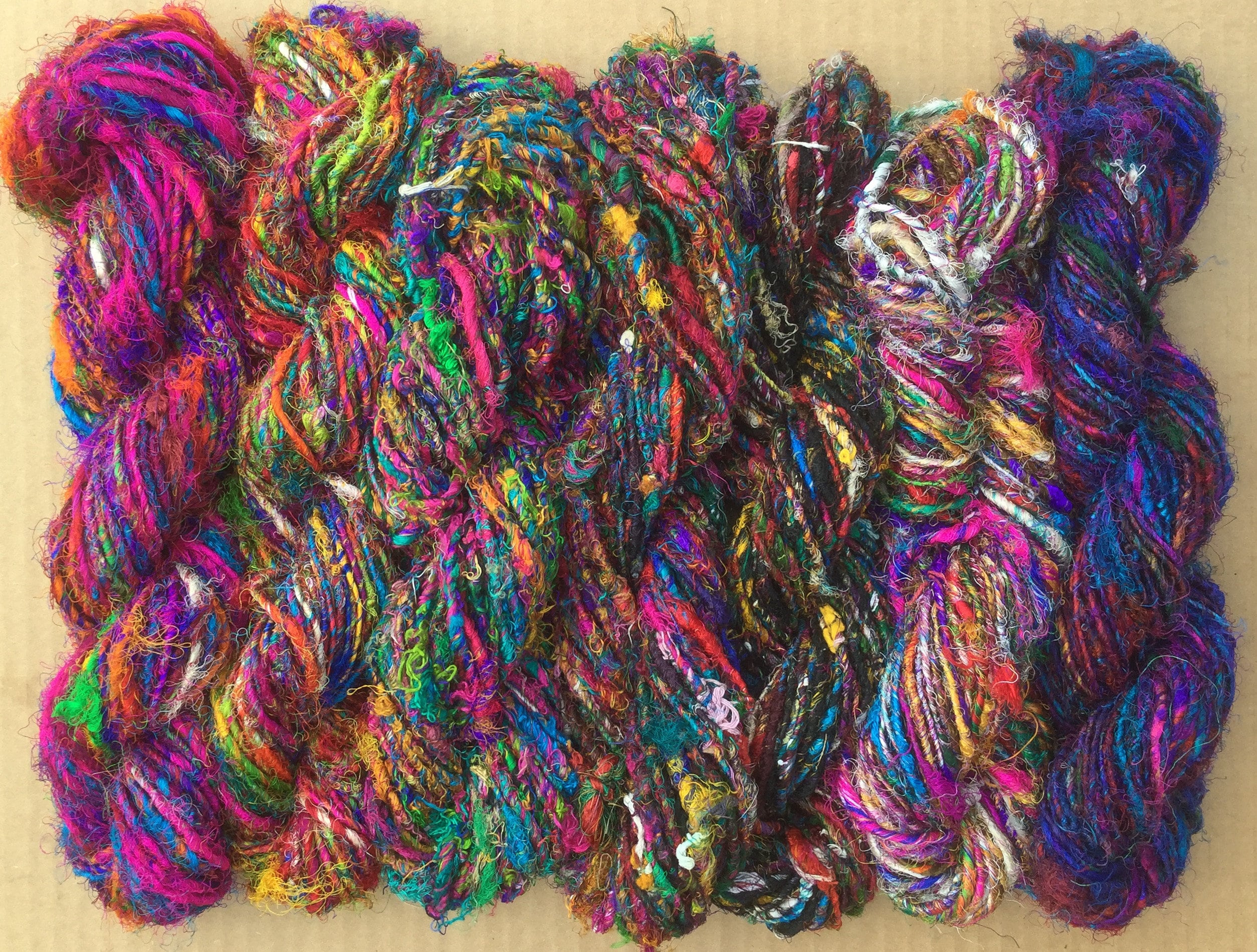 Sari Silk Yarn, Variegated Silk Fibre Yarn, Artisan Yarn, Exotic Yarn ...