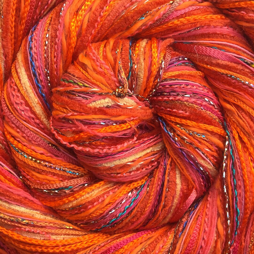 Orange Happy Bag, Mixed Thread Selection, Hand Dyed Cotton Threads ...