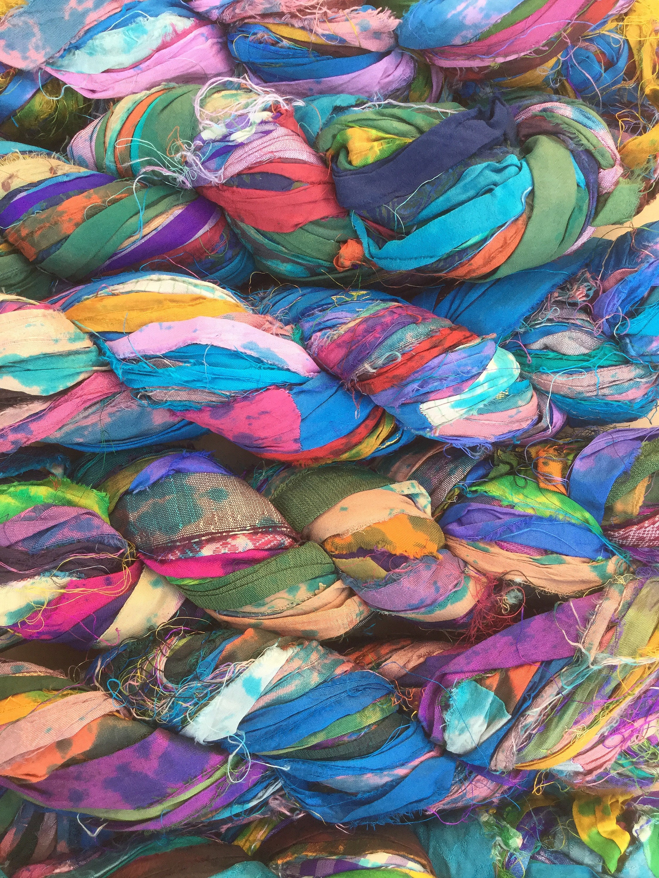 Sari Silk Ribbon Overdyed, Variegated Sari Ribbon, Silk Ribbon, Wide ...