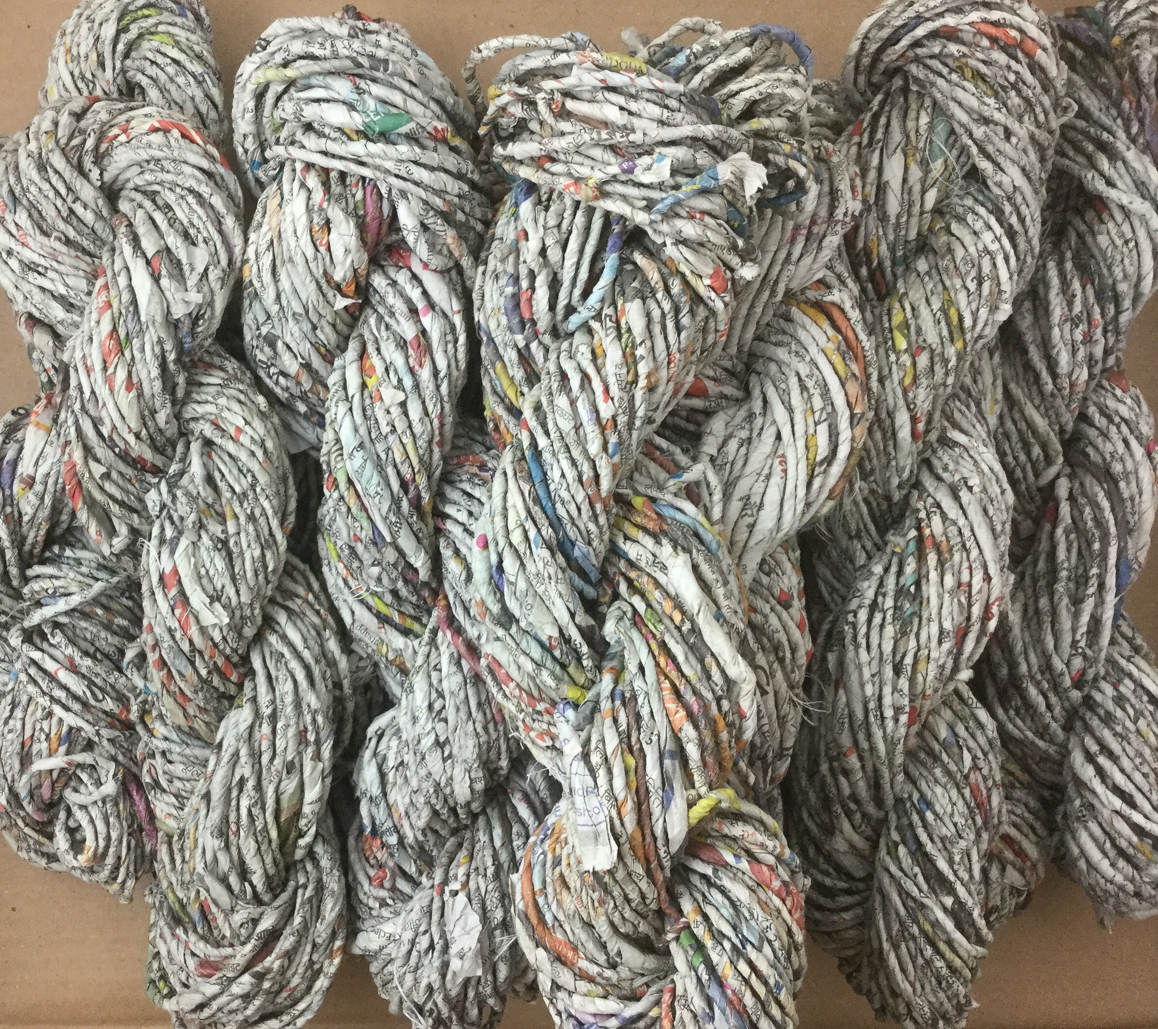 Newspaper Yarn, Spun Newspaper Yarn, Exotic Yarn, Colour - Multicoloured