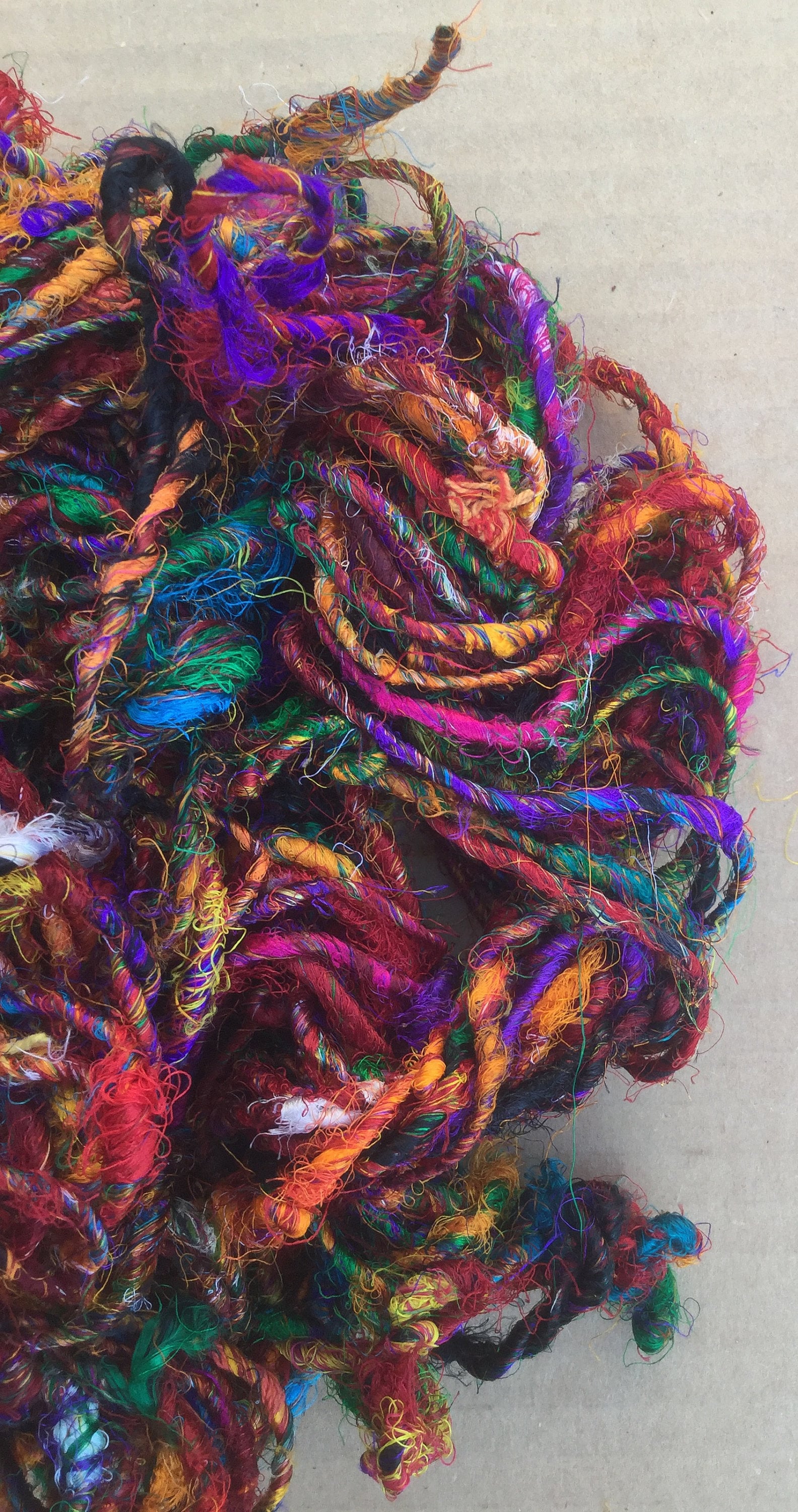 Sari Silk Yarn, Variegated Silk Fibre Yarn, Artisan Yarn, Exotic Yarn ...