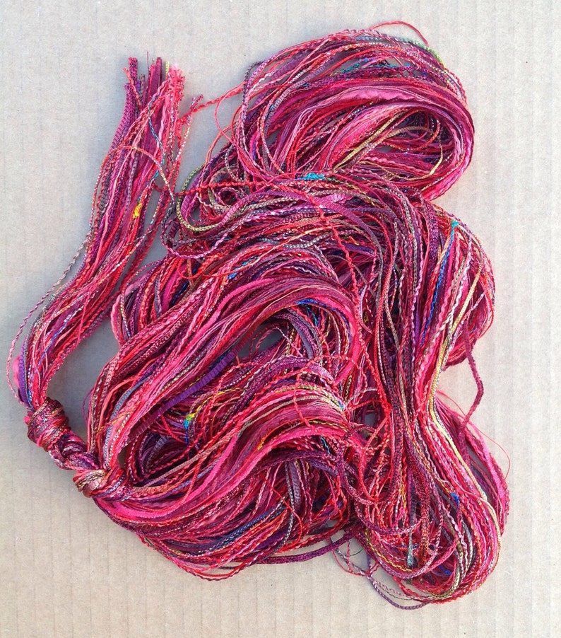 Red Happy Bag, Mixed Thread Selection, Hand Dyed Cotton Threads ...