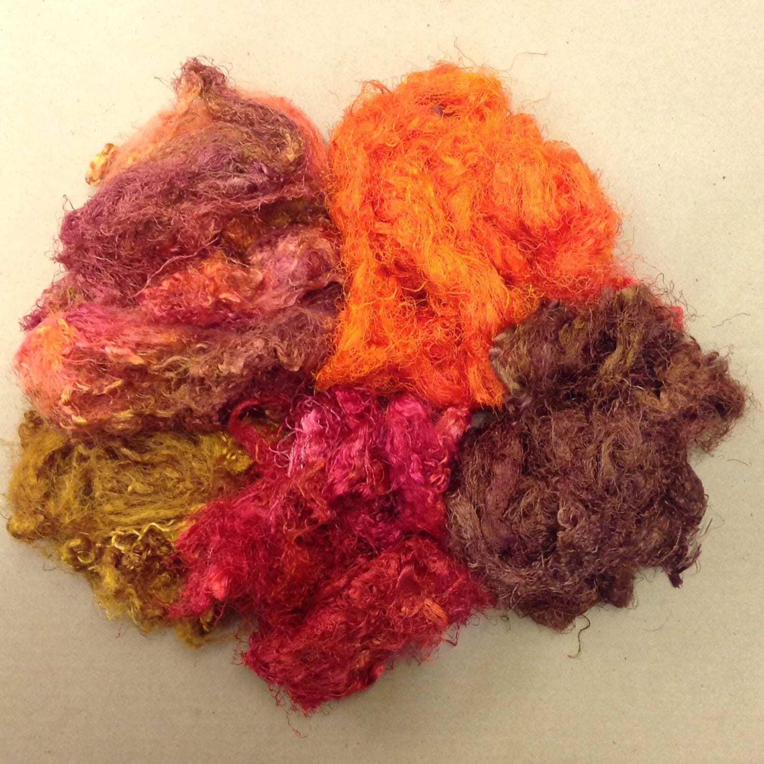 Silk Throwsters Waste, Sample Bag, Silk Filament Waste, Hand Dyed ...