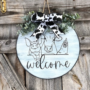 Farm Animal Sign, Farmhouse Welcome Sign, Cow Sign Farm Sign - Etsy