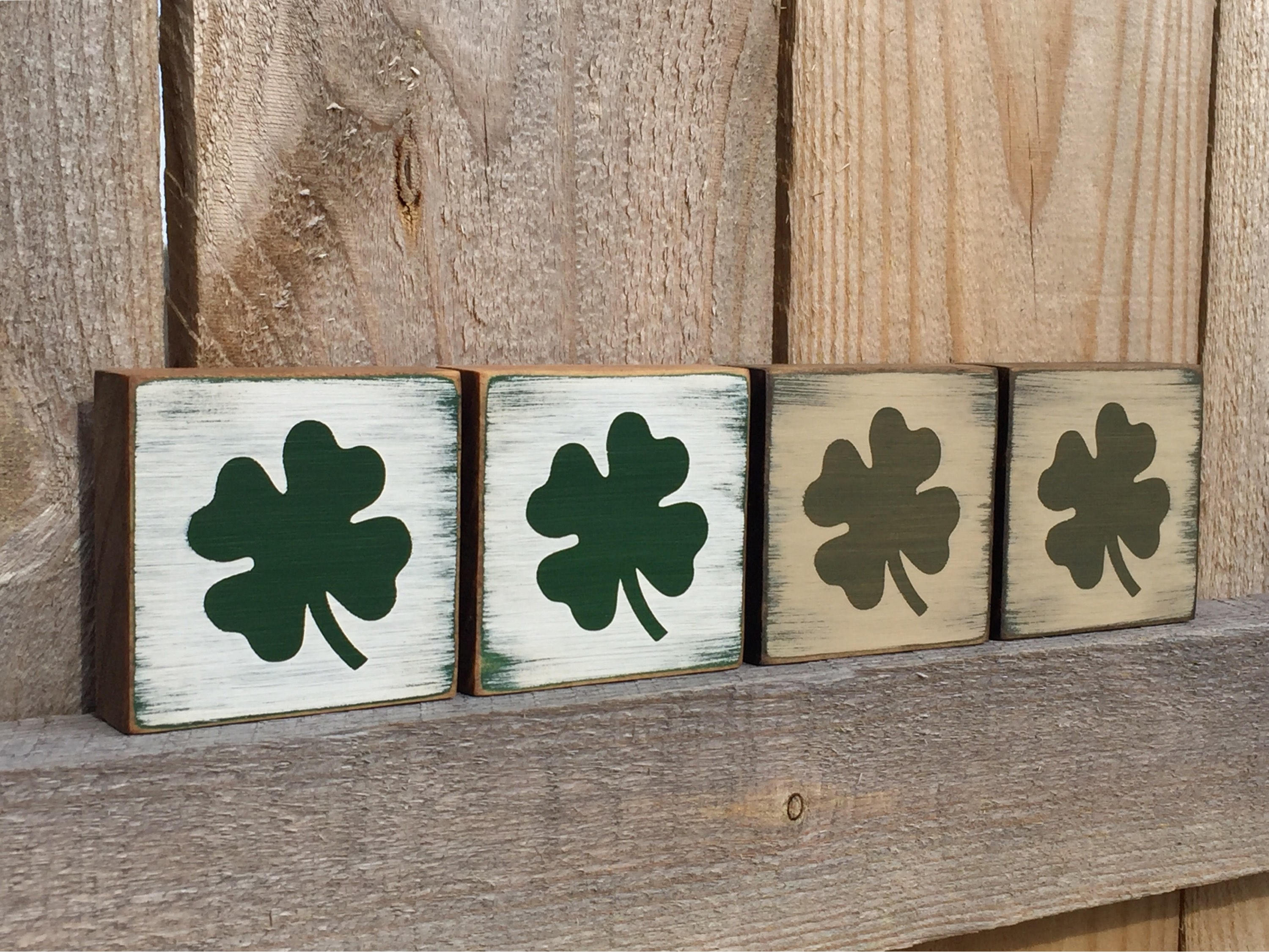 Distressed Clover Block, St. Patrick's Day Decor, Irish Decor - Etsy