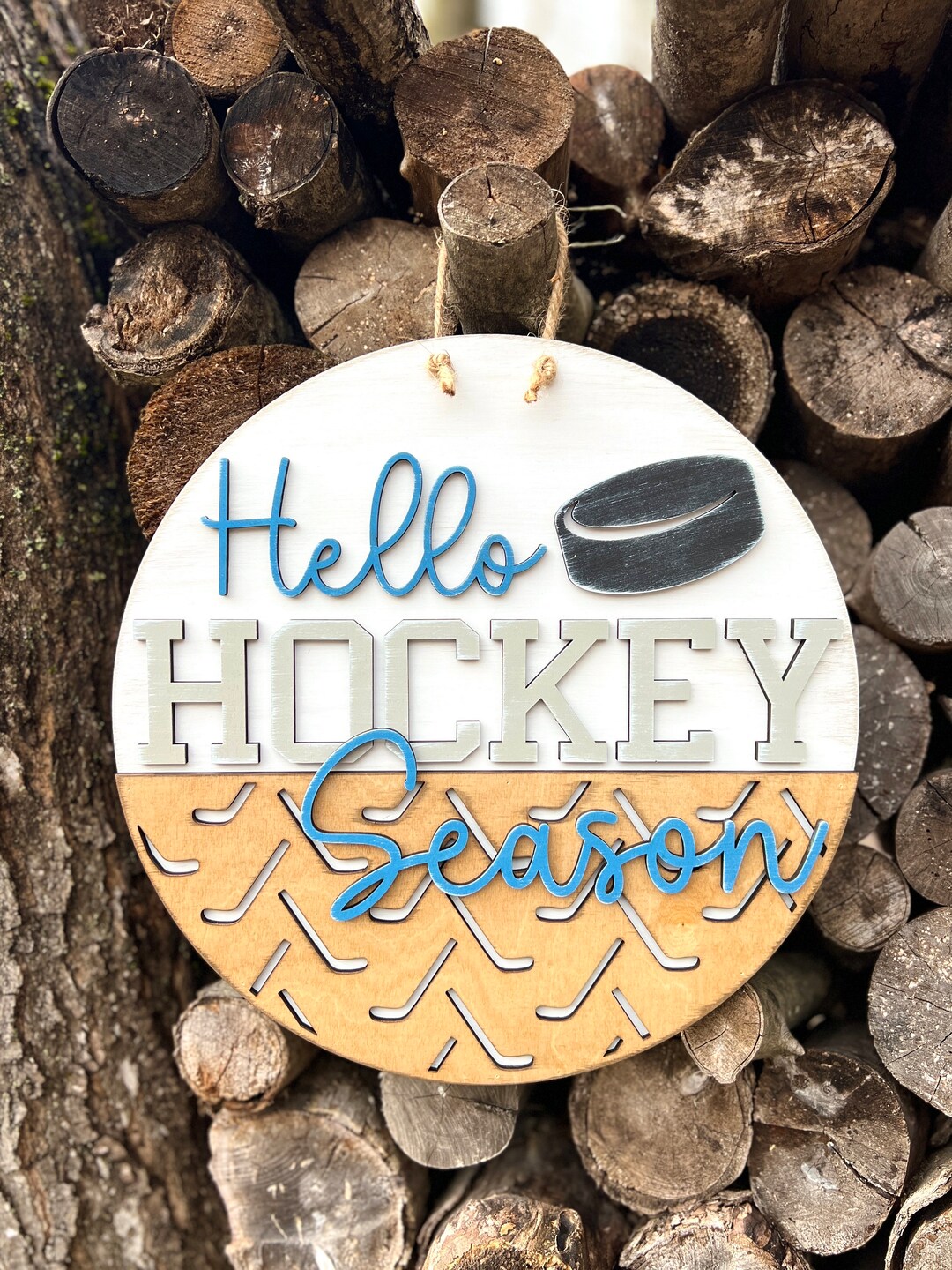 Hello Hockey Season, Hockey Door Hanger, Hockey Sign - Etsy