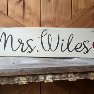 Rustic Wooden Name Plaque Teacher Name Sign Apple Sign MADE - Etsy