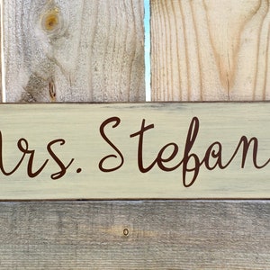 Rustic Wooden Name Plaque Teacher Name Sign Apple Sign MADE - Etsy