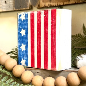 Flag Blocks, USA Block, Farmhouse Summer Decor - Etsy