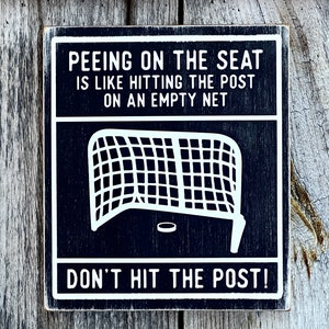 Hockey Bathroom Sign Dont Hit the Post Funny Hockey Sign - Etsy
