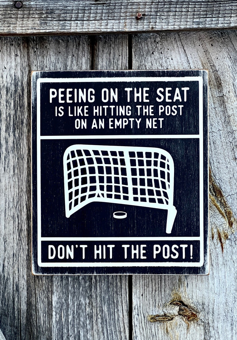 Hockey Bathroom Sign Dont Hit the Post Funny Hockey Sign - Etsy