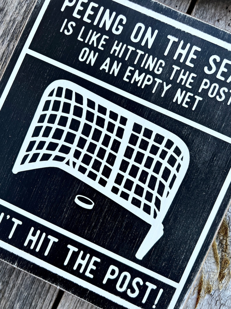 Hockey Bathroom Sign Dont Hit the Post Funny Hockey Sign - Etsy