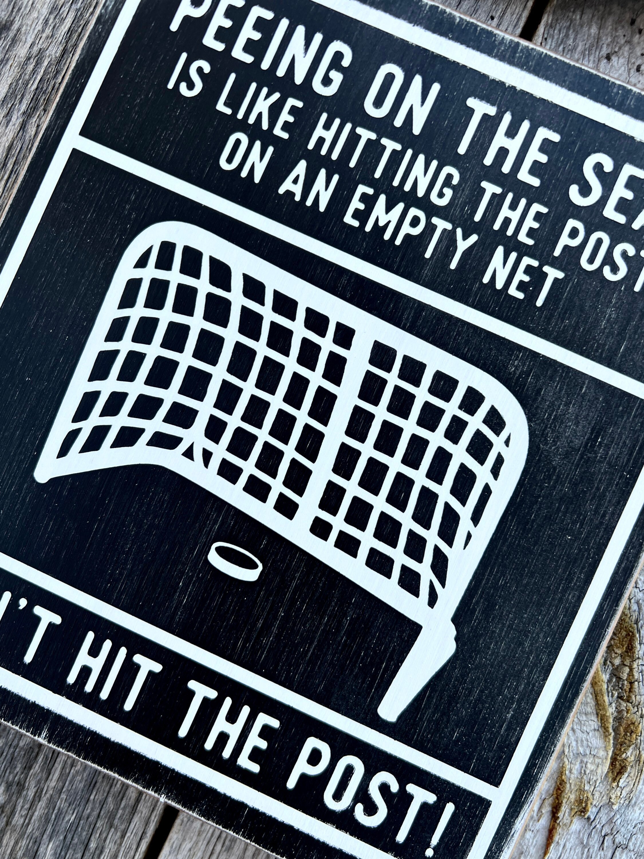 Hockey Bathroom Sign Dont Hit the Post Funny Hockey Sign - Etsy