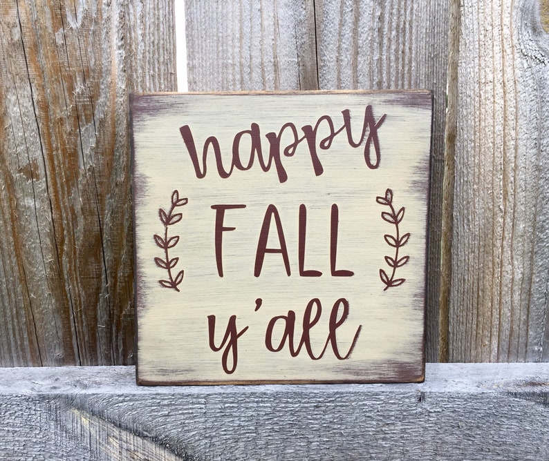 Happy Fall Y'all Sign, Rustic Fall Decor - Etsy