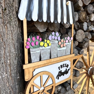 Fresh Flower Sign, Spring Door Hanger, Flower Cart - Etsy