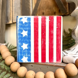 Flag Blocks, USA Block, Farmhouse Summer Decor - Etsy