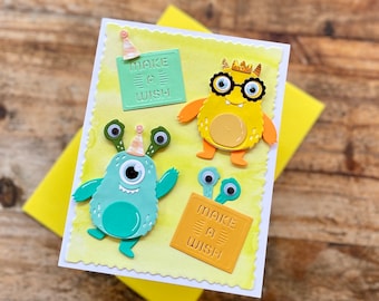 Handmade Monster Birthday Card - Etsy