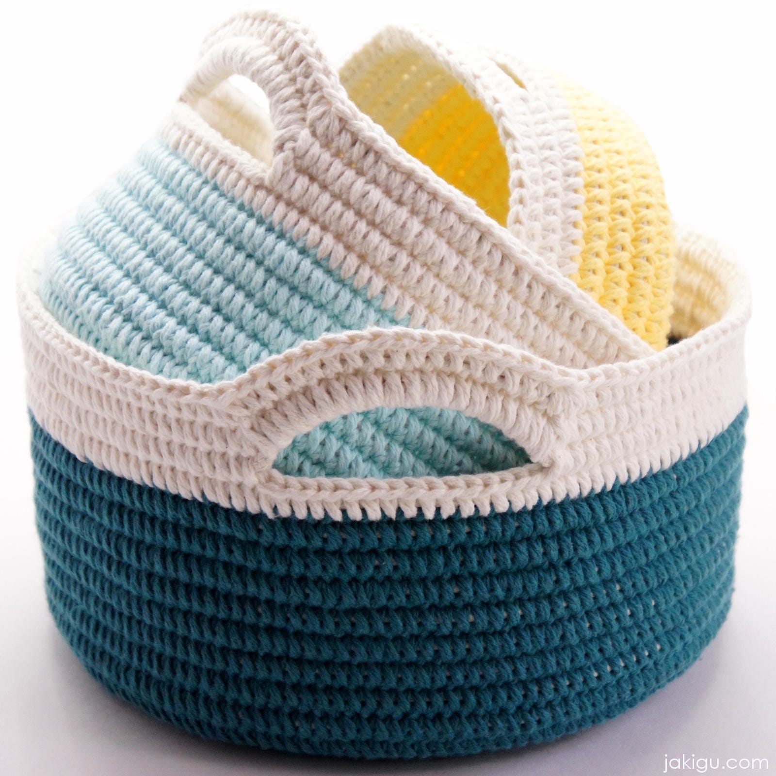 Sturdy Crochet Baskets With Handles Stacking Set of 3 - Etsy Australia