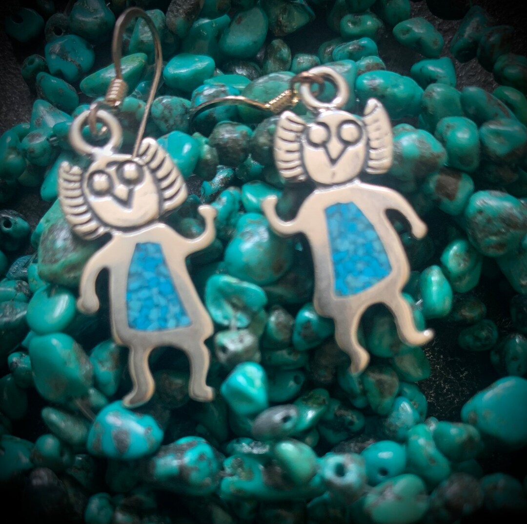 Hopi Earrings Made of Turquoise and Sterling Silver, Hopi Earrings ...