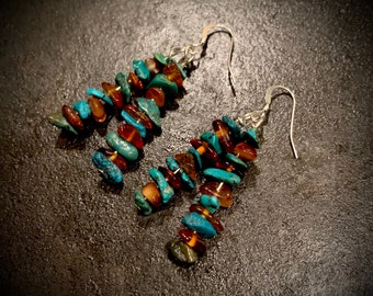 Turquoise Amber Earrings - Etsy