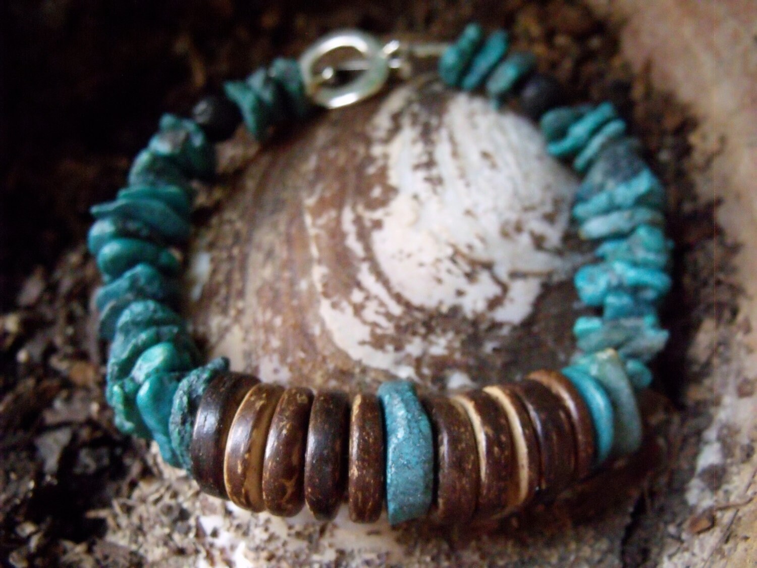 Pulsera para hombre hecha con turquesa y coco cáscara joyería | Etsy