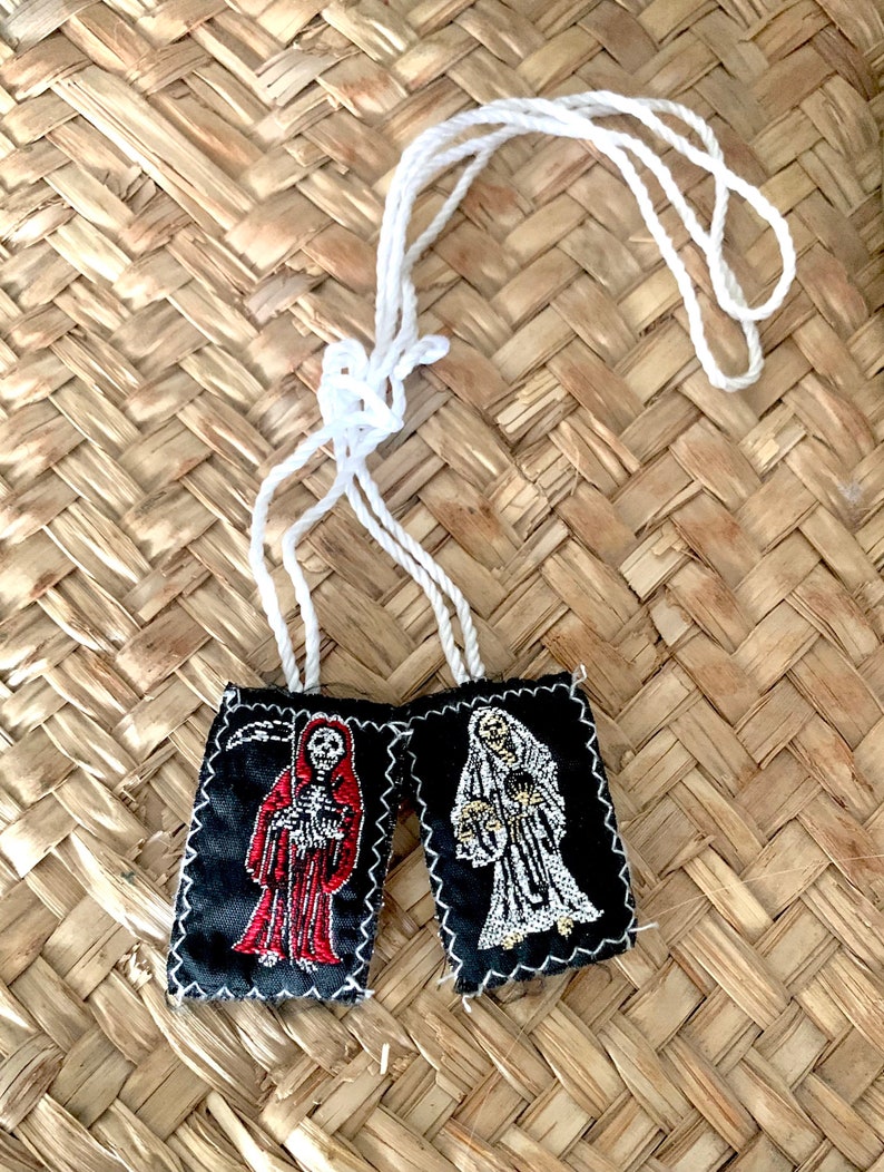 Santa Muerte Scapular Red and White Santa Muerte Santa - Etsy