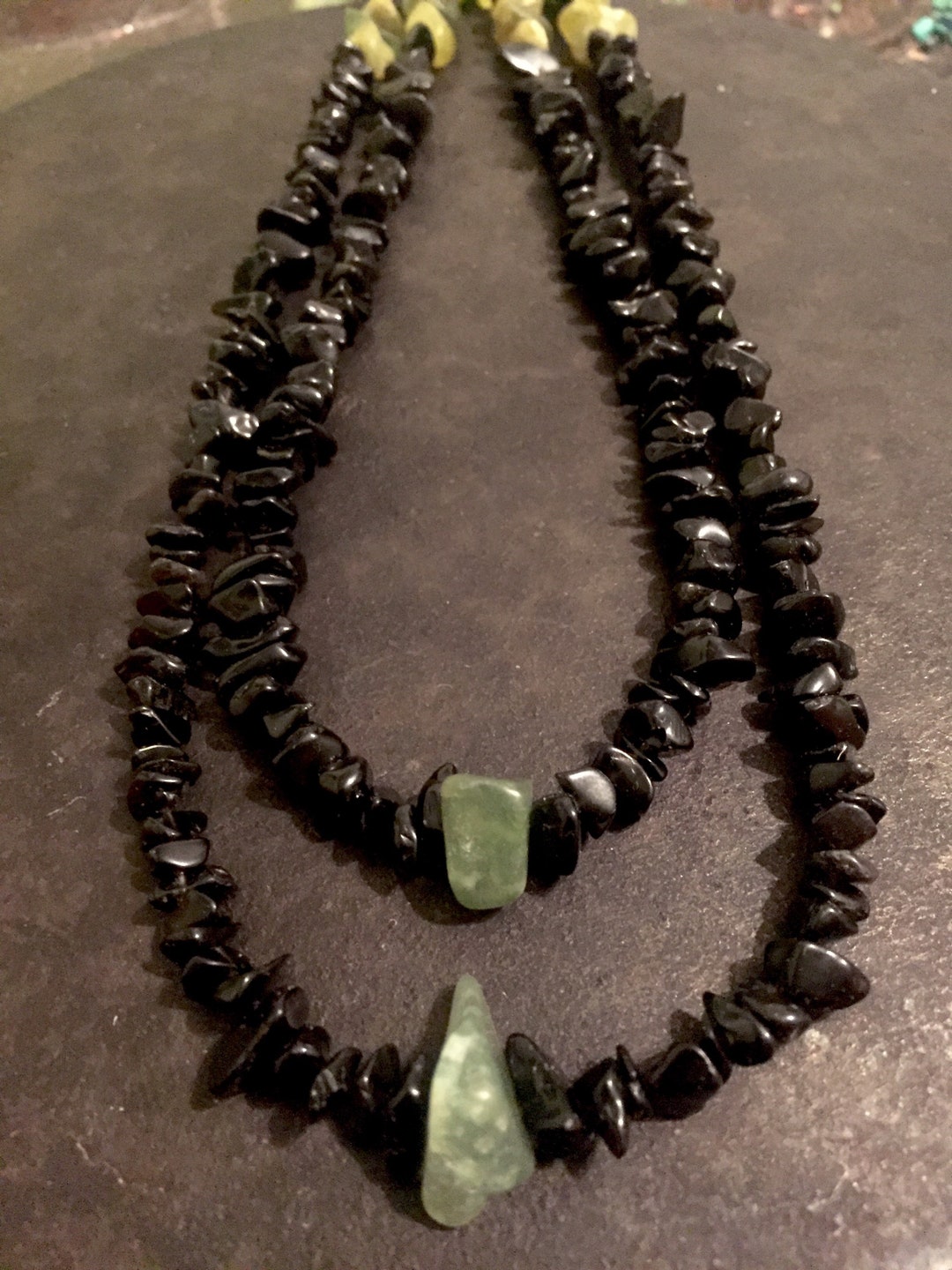 Jade and Obsidian Necklace With a Copper Toggle Clasp - Etsy