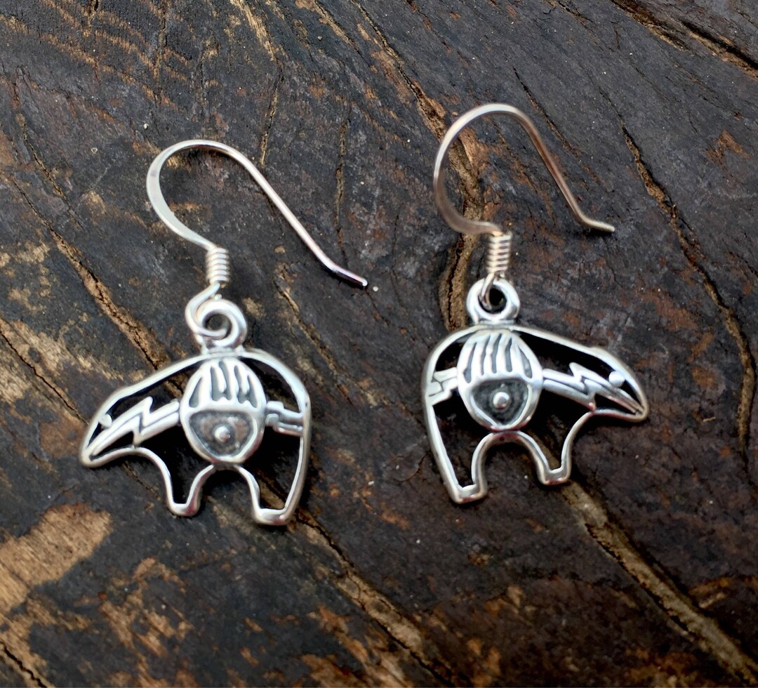 Sterling Silver Native Bear With Claw Earrings, Bear Claw Earrings ...