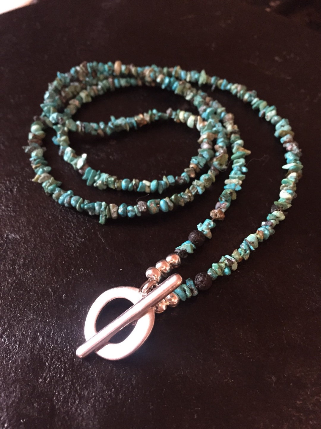 Long Turquoise Chip Necklace, Long Turquoise Necklace, Blue Turquoise ...