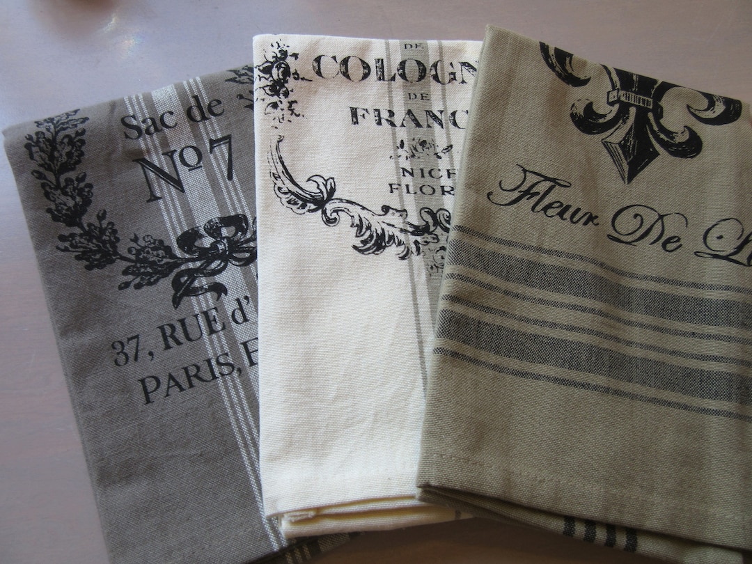 Cotton French-themed Torchon Tea Towel/new Towel With French Image ...