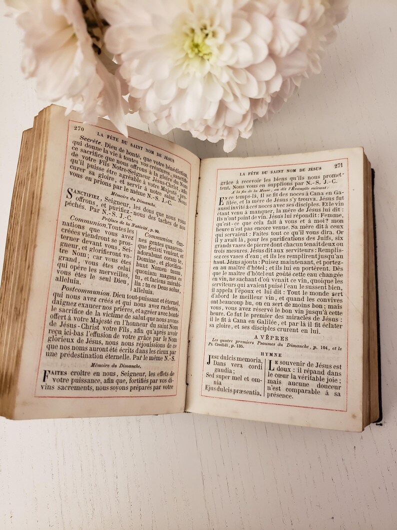 Antique French Prayer Book - Leather Bound - Artistic Illustrations ...