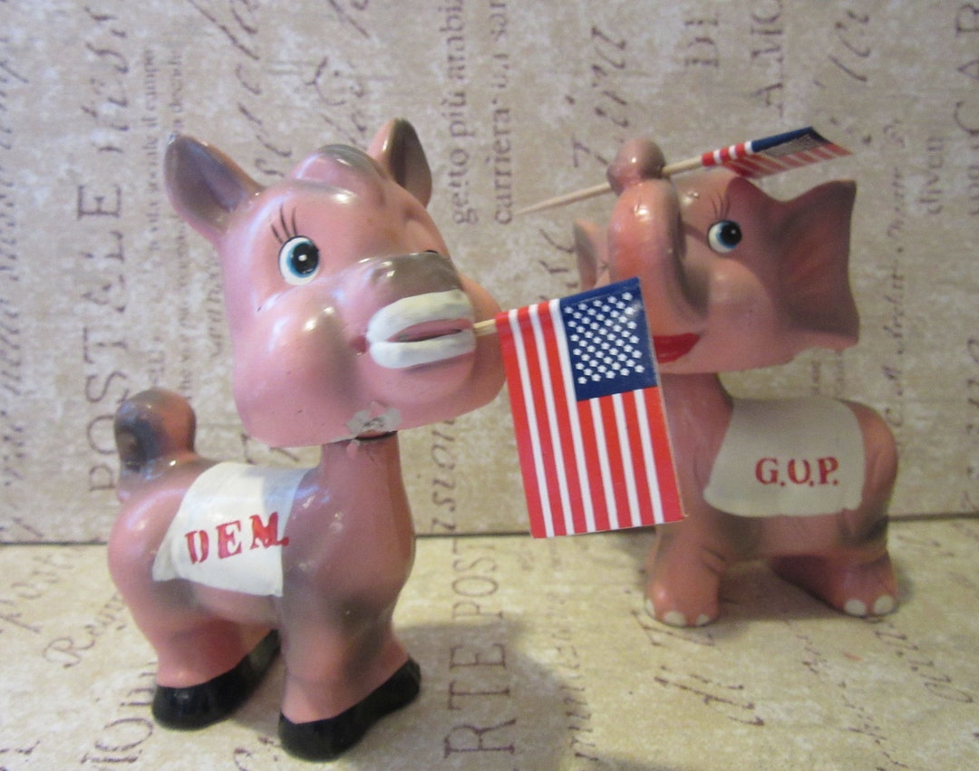 Hilarious Mid-century Vintage Democratic Donkey and Republican Elephant ...